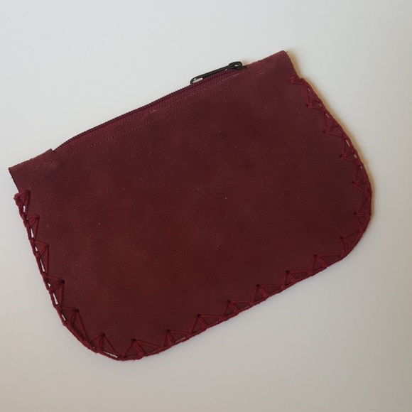 Bags | Leather Maroon Small Walletcoin Purse | Poshmark
